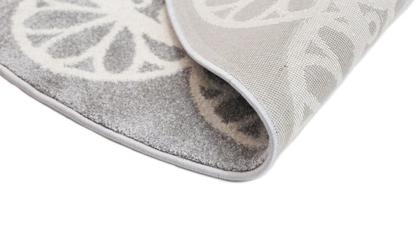 Piccolo Grey and White Doily Kids Round Rug - FLOOR DEKOR