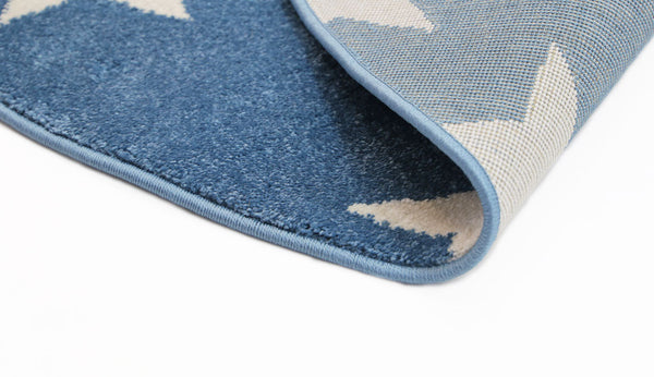Piccolo Blue and White Stars Kids Round Rug - FLOOR DEKOR