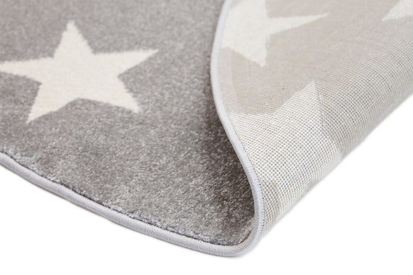 Piccolo Charcoal and White Stars Kids Round Rug - FLOOR DEKOR